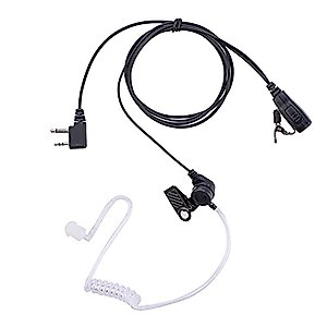 POFENAL Single-Wire Walkie Talkie Earpiece Compatible for Midland GXT LXT Radio with PTT Mic Tansparent Air Acoustic Tube Surveillance Headset