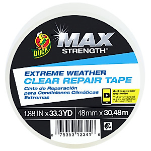 Duck Brand All Weather Indoor/Outdoor Repair Tape, Clear, 1.88-Inch x 100-Feet, Single Roll, 281230