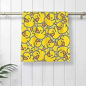 Cute Duck Bath Hand Towels Duck Pattern Face Towel Breathable Dish Towels for Bathroom Kitchen Yoga Spa Gym Beach Use