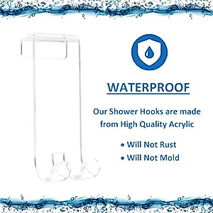 My Space Organizers Acrylic Shower Hooks (2 Pack) Razor Holder to Hang Towel Loofah Washcloth Hook, for Use On Bathroom Frameless Glass Shower Door