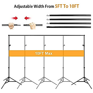 Background Stand-Moclever 6.5x10ft Adjustable Photo Backdrop Support System Kit with Carry Bag-Photography Photo Video Studio-Photo Video Shooting