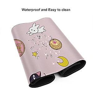 Pink Moon Rectangle Anime Non Slip Rubber Mousepad Mouse Pads/Mouse Mats Case Cover with Designs for Office Home Woman Man 30x15.7 Inch(75x40 cm)