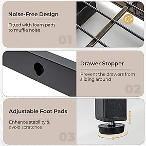 Giantex Queen Bed Frame with LED Lights Headboard and 4 Storage Drawers, Metal Platform Bed with Outlets and USB Ports Charging Station, Smart LED Bed Frame, Easy Assembly, No Box Spring Needed