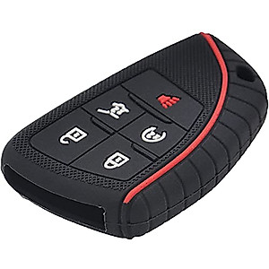 EXUNTECH 2pcs 5 Buttons Silicone Smart Key Fob Cover Remote Control Keychain Protective Cover Compatible with Chevrolet Corvette 2021 Suburban Tahoe 2020 Chevy Corvette Soft Rubber Cover, Black
