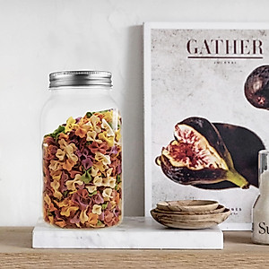 novelinks 32 OZ Clear Plastic Mason Jars with Lids - Dishwasher Safe Plastic Mason Jars 32 OZ Plastic Jars with Lids for Kitchen & Household Storage (12 Pack) (Silver)