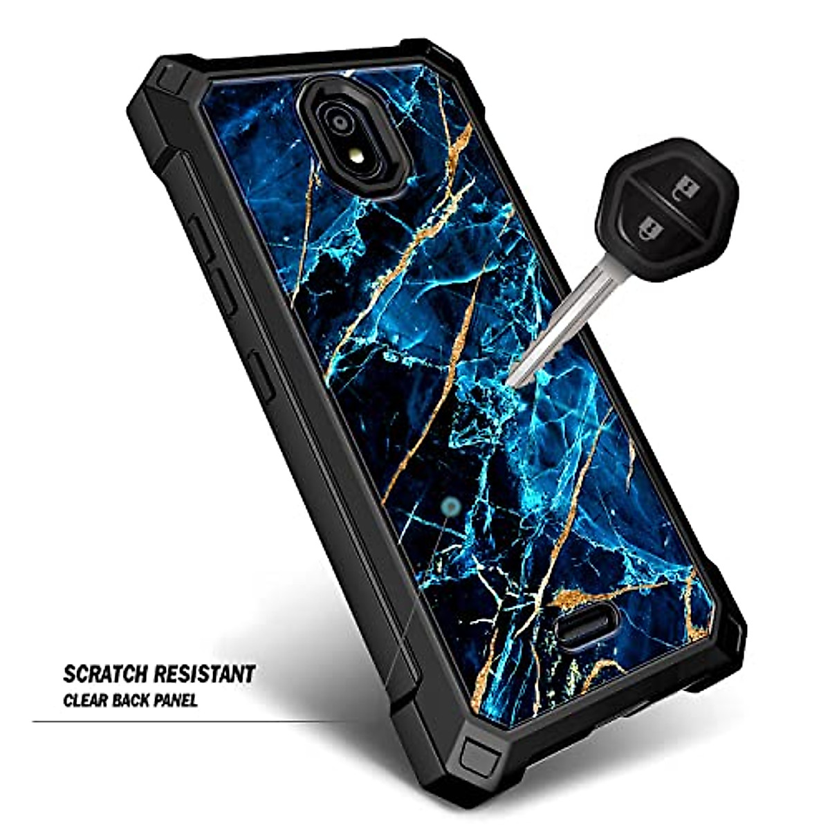 WDHD Case for Nokia C100 with Tempered Glass Screen Protector, Full-Body Protective Shockproof Rugged Bumper Cover, Impact Resist Durable Phone Case (Sapphire)