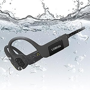 LOBKIN Bone Conduction Headphones Bluetooth 5.3 - Wireless Open Ear Headphones Built-in Mic & 32GB Memory MP3 Player, IP68 Waterproof Ultralight Sport Headphones for Swimming Running