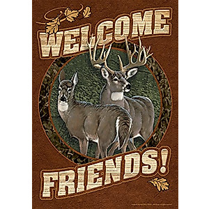 Toland Home Garden 110021 Welcome Deer Flag, Garden 12.5" x18", Double Sided for Outdoor House Yard Decoration