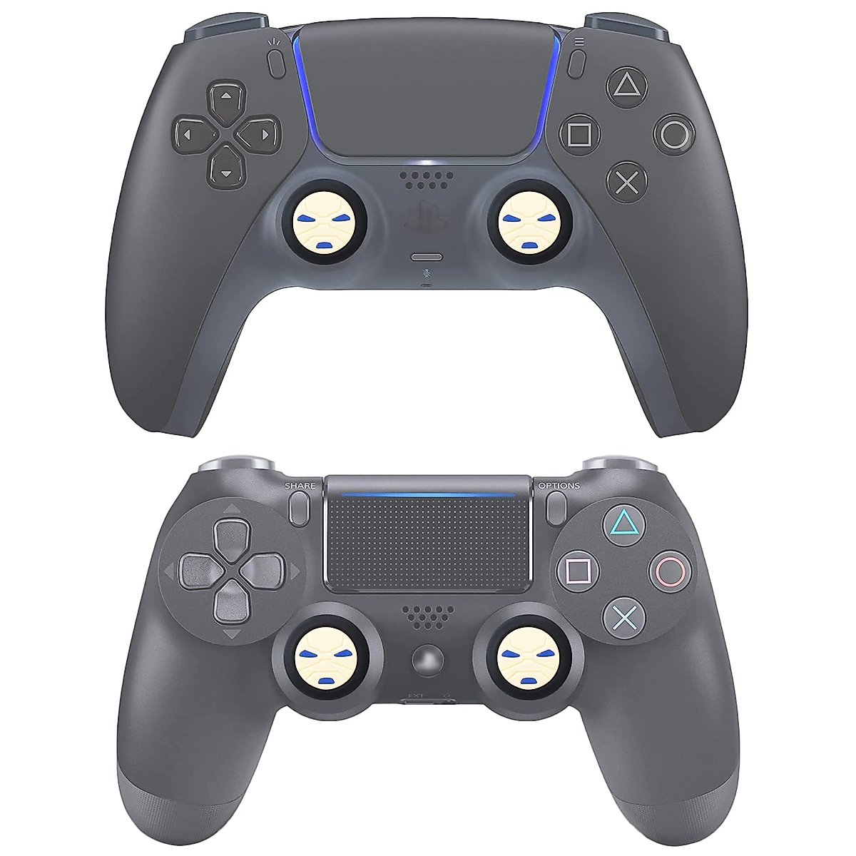 9CDeer Performance Joystick Analog Stick Thumb Grips Set of 6 Compatible with PS5, PS4, Xbox Series X/S Xbox One, Switch Pro Controller Iron Man Black & Blue