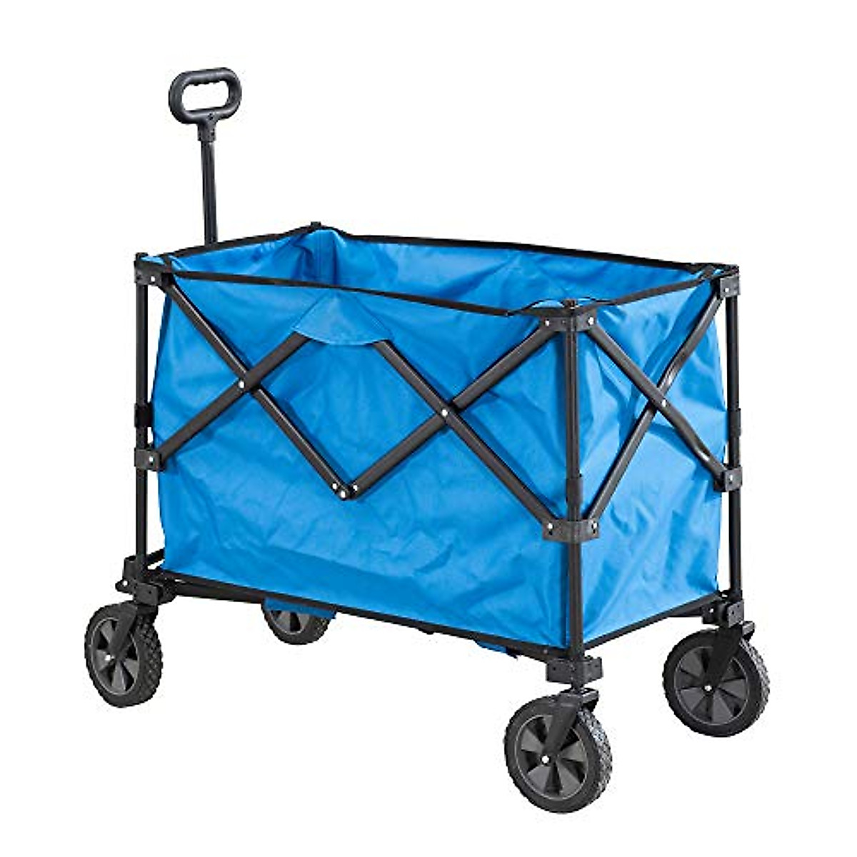 Sunjoy Collapsible Wagon with 255L Large Capacity, Utility Foldable Wagon Cart, Heavy Duty Beach Wagon with Big Wheels, Portable Garden Cart for Camping Fishing Sports Shopping, Blue