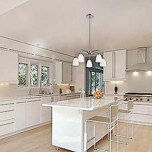 Globe Electric 65779 Candice 5-Light Chandelier, Polished Chrome Finish, White Glass Shades