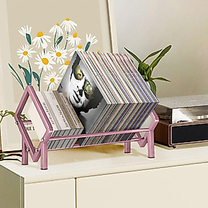 Stainless Steel Desk Bookshelf, Desktop Shelf for Book Lovers and Record Keepers ,Vinyl Record Holder for Magazine/CDs/Book Display,Tabletop Bookcase Book Organizer in Living Room/Office/Bedroom