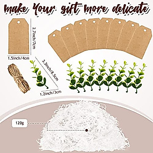 26PCS Gift Boxes Set 8 Bridesmaid Proposal Boxes 8 x 8 x 4in Bridesmaid Proposal Gift 8 Kraft Paper Gift Tag 8 Plastic Eucalyptus Leaves Stems 1 Cut Paper Shred Filler 1 Twine Rope (White, White)