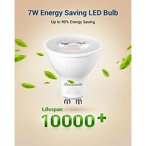 DEWENWILS 10-Pack GU10 LED Bulb Dimmable, 3000K Warm White GU10 Bulb Replacement for Track Lighting, 500LM, 7W(50W Equivalent) LED Light Bulb for Kitchen, Range Hood, Living Room, Bedroom, UL Listed