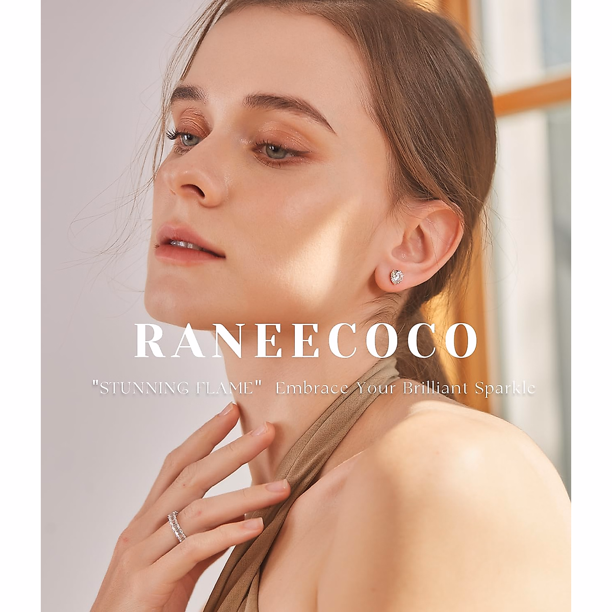 "STUNNING FLAME" 18K Gold Plated Silver Brilliant Cut Simulated Diamond Cubic Zirconia Stud Earrings(yellow-gold-plated-silver, 1.0)