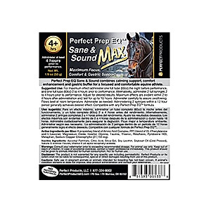 Perfect Prep EQ Sane and Sound MAX Horse Calming Paste, Long-Acting, Max Strength Calming for Soundness and Anxiety, Show Safe, 60cc