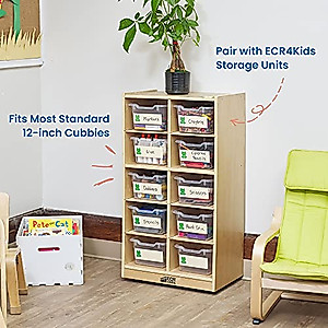 ECR4Kids Scoop Front Storage Bins, Multipurpose Organization, Clear, 10-Piece