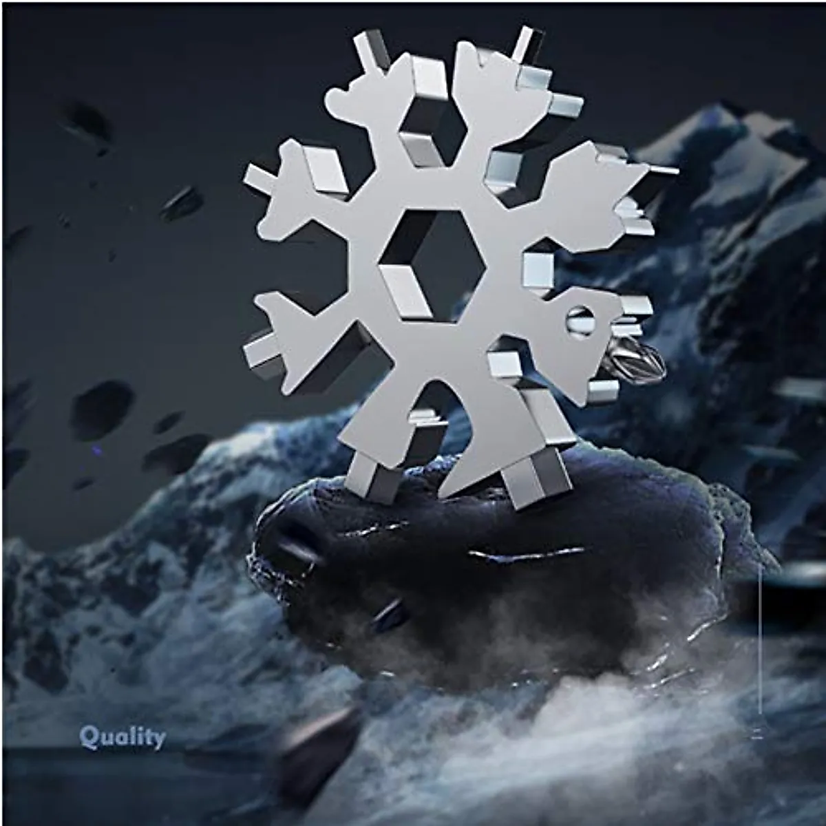 18 in 1 snowflake gadgets multitool,Portable Keychain screwdriver -Bottle Opener,useful gifts for men,2 Pack (Gold+Color)