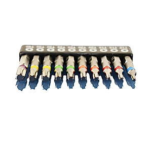 TEMO 10 pc Color Coded T10-T40 6 point Torx Impact Ready 2 Inch Long Screwdriver Insert Bit Set