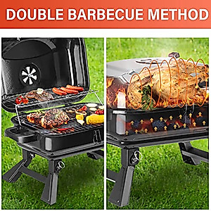 Wonlink Portable Charcoal Grill, Outdoor BBQ Smoker Grill, Barbecue Charcoal Grill for Outdoor Camping Backyard Garden Cooking Picnic