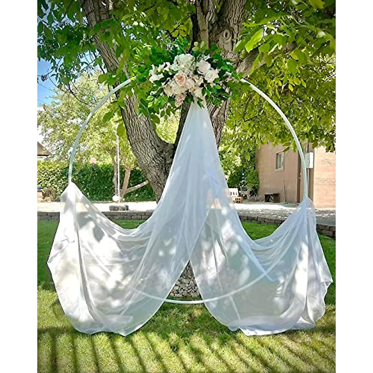 Fogein 6.6ft Round Backdrop Stand, Stable Circle Balloon Arch Frame, Metal Circle Arch Stand for Wedding Birthday Party Baby Shower Decoration(White)