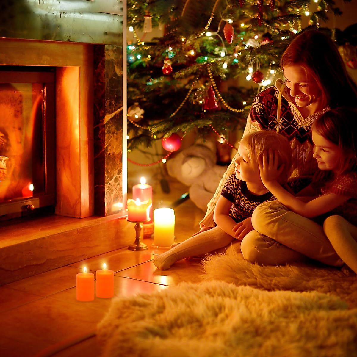 4 Packs Dripless Orange Pillar Candles 2x3 Inch Unscented 24 Hour Fall Harvest Cylinder Candles for Thanksgiving Day Dinner Tables, Wedding, Party, Home Decor