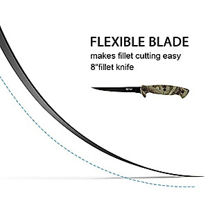 dpnao Fillet Knife Fishing 6-8 inch Chef Knifes/Professional Level Knives for Filleting Boning Kitchen /Flexible Stainless Steel Blade with Sheath and Sharpener