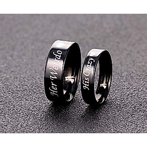 His or Hers (Sold Separate Price for ONE Ring Only) 6mm/4mm Stainless Steel His Crazy and Her Weirdo Couple Wedding Bands Ring -CR161 (Men's Ring (her Weirdo), 12)