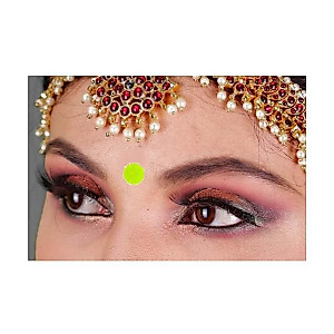 Stylesindia Sticker Kumkum Spot Bindi Tattoos Breathable Fabric, Skin Neutral pH, Does not Irritate Skin, No Gum Marks on Skin, Round Tilak Pack of 2 Flaps (Multi-Colour) (P7-6MM-Regular)