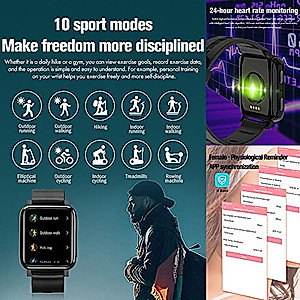 ANIHC Smart Watch, Fitness Tracker with Heart Rate Monitor, Activity Tracker with 1.54 Inch Touch Screen, IP67 Waterproof Pedometer with Sleep Monitor, Step Counter for Women and Men (Black)