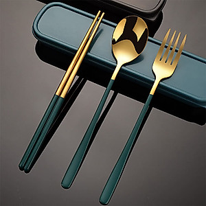 4 Piece Portable Collapsible Bowl Chopsticks Spoon Fork Set Portable Portable Camping Bowl Stainless Steel Flatware Set with Fork Spoon Chopsticks Set for Office School Travel Camping Picnic