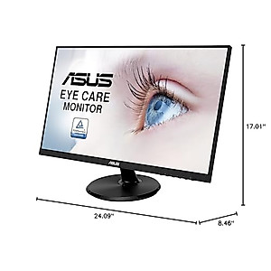 ASUS 27” 1080P Monitor (VA27DCP) - Full HD, IPS, 75Hz, USB-C 65W Power Delivery, Speakers, Adaptive-Sync/FreeSync, Eye Care, Low Blue Light, Flicker Free, VESA Mountable, Frameless, HDMI,Black