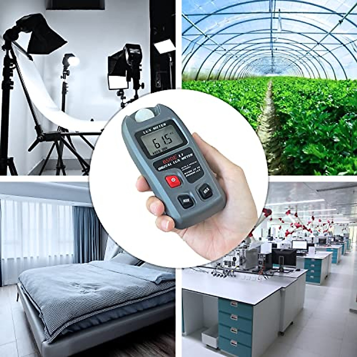 BSIDE Digital Light Meter Lux Tester Illuminance Luxmeter, 0-200,000 Lux Portable Environment Luminometer Photometer for Garden Film Indoor Classroom Plants LED Grow Light Photography