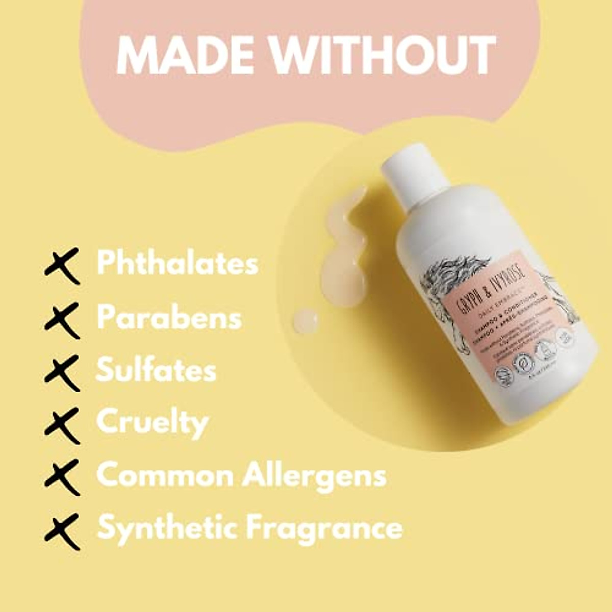 Gryph and IvyRose Daily Embrace 2-in-1 Sulfate Free and Paraben Free Shampoo and Conditioner - Soft Hair Hydration Shampoo/Conditioner - Goji Berry & Ginger (1-Pack)