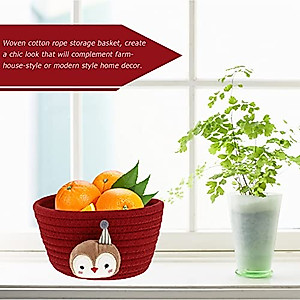 Toddmomy Collapsible Laundry Baskets Small Cotton Rope Woven Storage Basket Decorative Hamper Toilet Paper Basket with Penguin Doll Nursery Bin Laundry Baskets for Room Blankets Book Toy Organizer