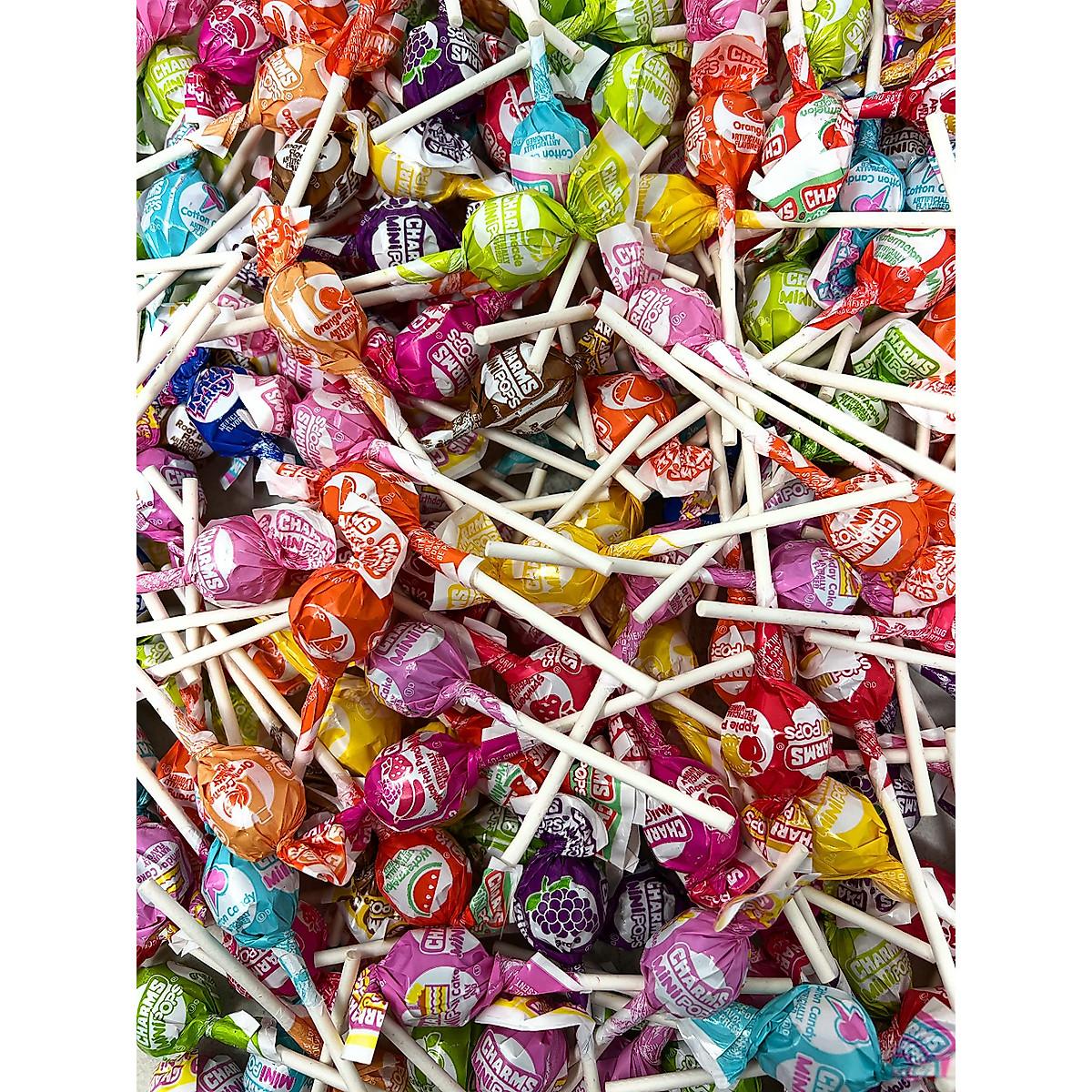 Charm Mini Pops Lollipops Suckers 3 Lbs Assorted 18 Flavor Variety Mix Bulk Value Pack 200+ Count In Resealable Stand Up Bag (48 Oz)