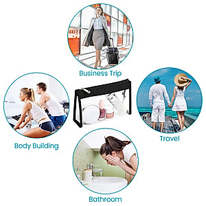 Cambond Clear Makeup Bags, Waterproof TSA Approved Toiletry Bag Clear Travel Bags Clear Cosmetics Bag for Vacation, Clear Pencil Case Stationary Organizer - 8.6 x 2.4 x 5.5 inches, 2 Pack