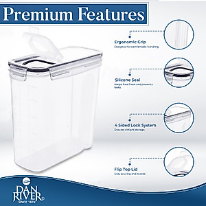 DAN RIVER Cereal Containers | 4 Pack | Pantry Organizers and Storage | Food Storage Containers | Cereal Dispenser | Kitchen Storage Containers | Air Tight Pantry Storage Containers | Made of Plastic