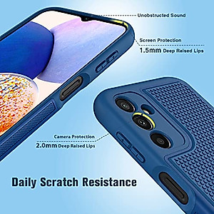FNTCASE for Samsung Galaxy A14 5G Case: Dual Layer Protective Heavy Duty Cell Phone Cover Shockproof Rugged with Non Slip Textured Back - Military Protection Bumper Tough - 2023, 6.6inch (Navy Blue)