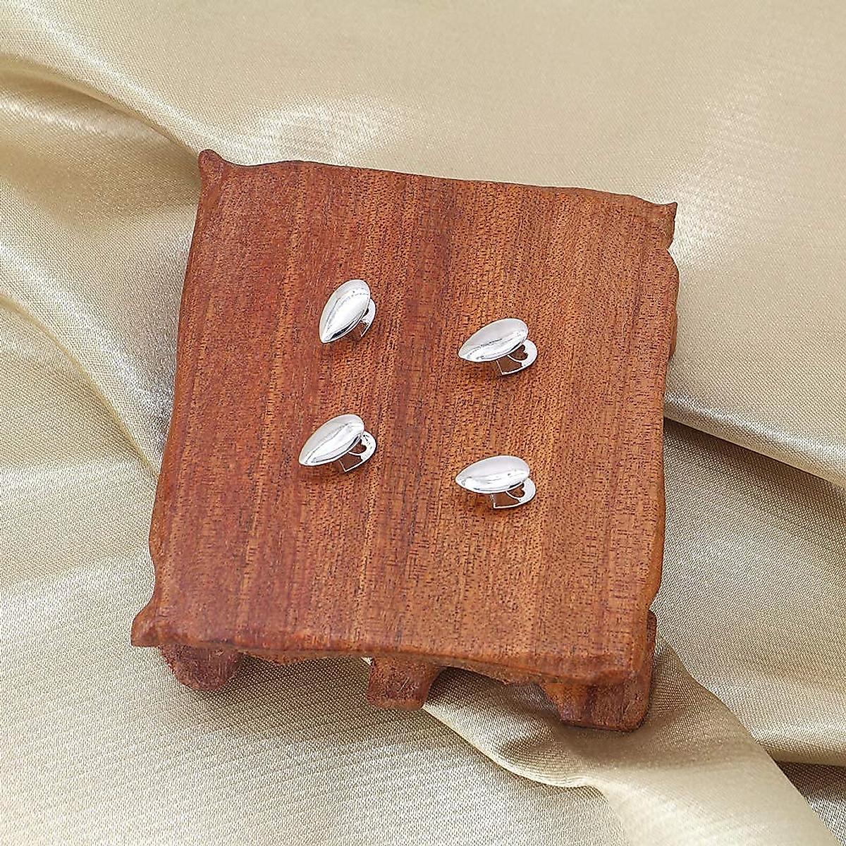 LuReen Silver 4 PC Vampire Dracula Single Metal Fangs Hip Hop Teeth Grillz Set for Halloween Costume Cosplay