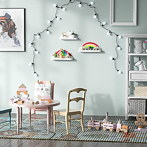 Veluckin Floating Shelves for Kids Room Nursery Wall Decor Display Compact Style for Livingroom Bedroom Bathroom，3 Pack，C1