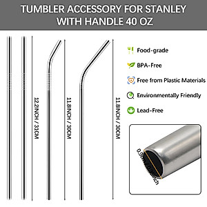 Water Bottle Holder Pouch with Strap for Stanley Quencher H2.0 and Adventure 40 oz Tumbler, Water Bottle Carrier Bag with Phone Pocket and 4 Stainless Steel Straws for Tumbler with Handle Accessories