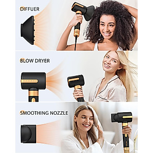 Ionic Hair Dryer, PRITECH 1875W Professional Hair Blow Dryer, Portable Travel Hair Dryer HairDryer with Concentator Nozzle and Powerful Hot/Cool Wind Settings, Pro Negative Ion Quiet for Salon