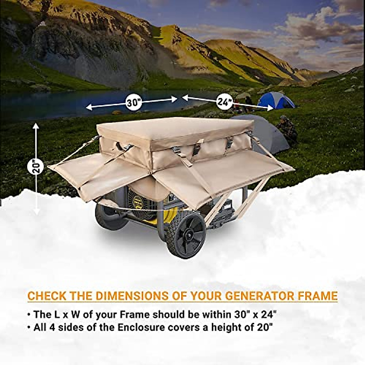 IMPROVED! Generator Cover while Running Heavy Duty 100% Waterproof Portable Generator Enclosure Tent to Run in All Weather- 3 Layers Protection Shed with Inbuilt Frame for 3500w-12000w Generators