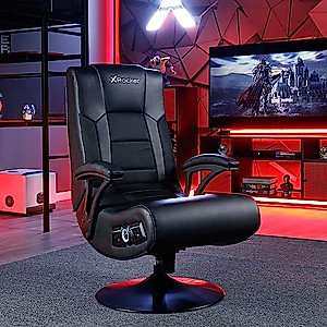 X Rocker Sphynx Pedestal Gaming Chair, with Headrest Mounted Speakers, 2.1 Wireless, Backrest Subwoofer, Padded Armrest, 5111501, 30.9" x 20.5" x 40", Black