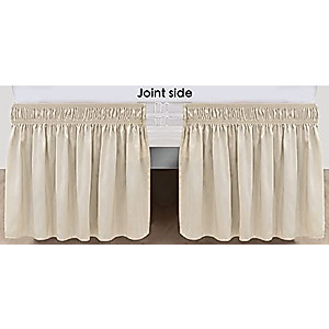 Biscaynebay Wrap Around Bed Skirts for Queen Beds 15" Drop, Light Camel Elastic Dust Ruffles with Adjustable Belts Silky Luxrious Fabric Machine Washable