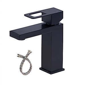 Hotis Home Matte Black Bathroom Faucet, Small Single Hole Single Handle Bathroom Sink Faucet, Bathroom Faucets for Sink One Hole, Vanity Faucet with Supply Hose