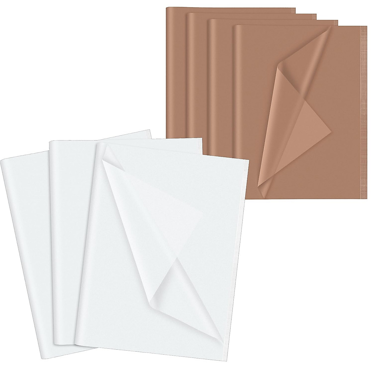 NEBURORA 60 Sheets White Tissue Paper Bundles 120 Sheets Brown Tissue Paper for Gift Wrap Filler Flower Art Crafts DIY Birthday Christmas Wedding Decor