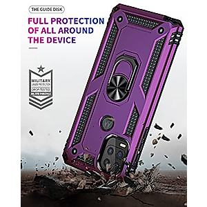 PUSHIMEI for Moto G Stylus 5G Case, Military Grade Heavy Duty Protection Phone Case Cover with HD Screen Protector Magnetic Ring Kickstand for Motorola Moto G Stylus 5G 2021 (Purple Military Case)