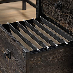 Sauder Steel River L-Shaped Desk, L: 59.84" x W: 57.32" x H: 29.53", Carbon Oak Finish